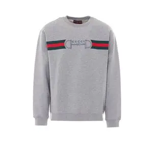 Gucci Web Print And Clamp Embroidery Sweatshirt - Gray