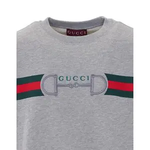 Gucci Web Print And Clamp Embroidery Sweatshirt - Gray