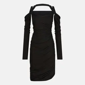 Attico Midi Dress In Viscose Crãªpe - Black