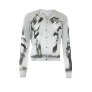 Versace The Flex Print Silk Cardigan - Gray