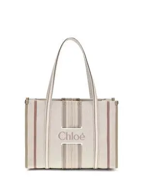Chloé Woody Loop Canvas Tote Bag - Cream
