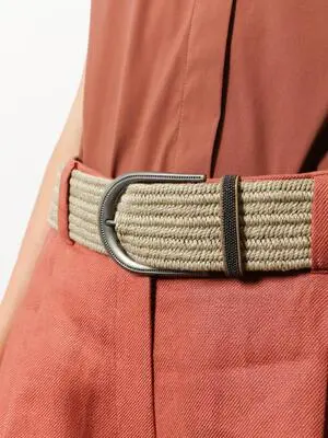 Brunello Cucinelli Linen Belt With Shiny Loop Detail