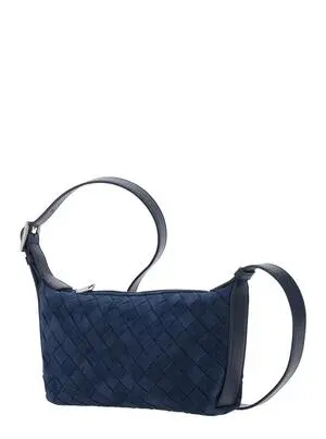 Bottega Veneta Suede Crossbody Bag With Intreccio Motif - Multicolor