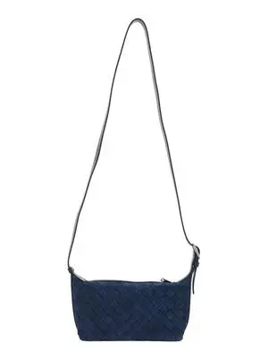Bottega Veneta Suede Crossbody Bag With Intreccio Motif - Multicolor