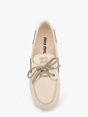 Miu Miu Fabric Loafers - Cream