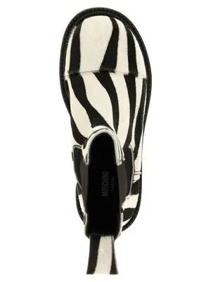 Moschino Zebra Pony Ankle Boots
