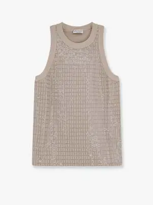 Brunello Cucinelli Dazzling Pattern Jersey Tank Top - Multicolor