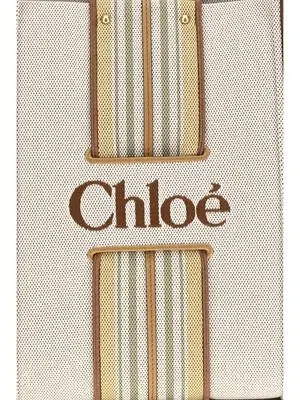 Chloé Woody Loop Canvas Tote Bag - Cream