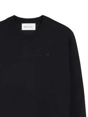 AMI Paris Extra-fine Merino Wool Embroidered Crewneck Sweater