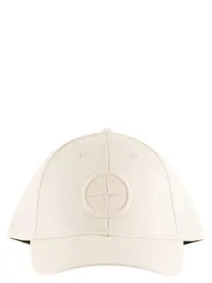Stone Island Cap With Embroidered Compass Logo - Cream