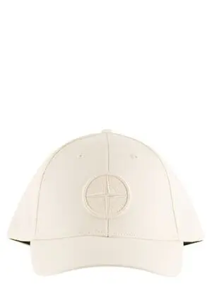 Stone Island Embroidered Compass Logo Baseball Cap - Cream