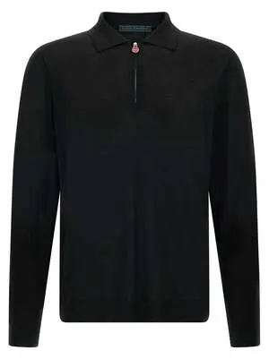 Kiton Wool Polo Shirt 14 Microns - Black