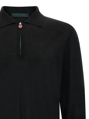 Kiton Wool Polo Shirt 14 Microns - Black