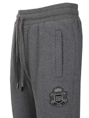 Dolce & Gabbana Jersey Trousers With Heraldic Patch - Gray