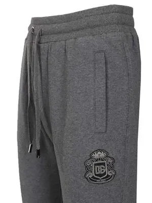 Dolce & Gabbana Jersey Trousers With Heraldic Patch - Gray