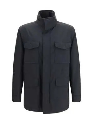Brioni Performa Wool Blend Sahariana Jacket - Blue