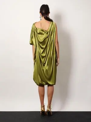 Dries Van Noten Dalant Silk Dress With Lateral Knot - Green