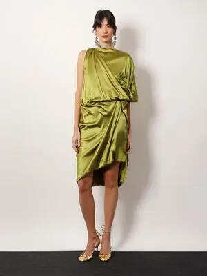 Dries Van Noten Dalant Silk Dress With Lateral Knot - Green