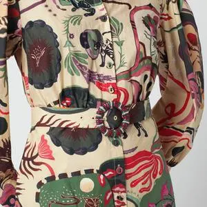Farm Rio Printed Cotton Belted Shirt Dress - Multicolor