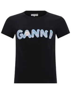 GANNI T-shirt Con Logo - Black