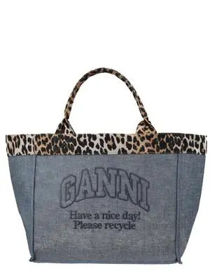 GANNI Tote Bag With Logo - Blue