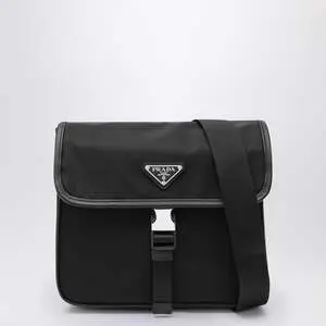 Prada Shoulder Bag In Re-nylon And Saffiano - Black