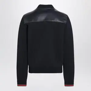 Gucci Leather And Knit Bomber Jacket - Blue