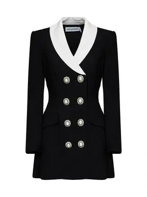 SELF-PORTRAIT Wool Tailored Blazer-style Mini Dress - Multicolor