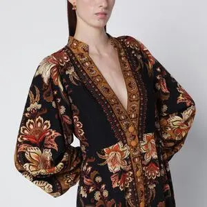 Farm Rio Majestic Garden Long Dress - Black