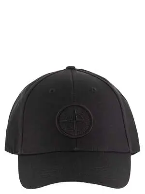 Stone Island Cap With Embroidered Compass Logo - Black