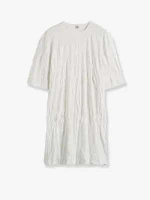 TOTEME Relaxed Fit Short Cotton Blend Dress - Multicolor