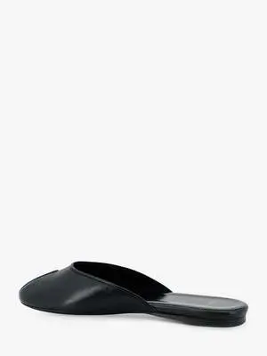 JUDE Date Flat Leather Sandals - Black