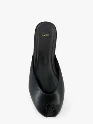 JUDE Leather Flat Sandals - Black