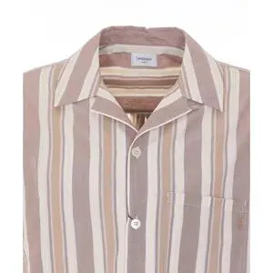 Saint Laurent Cassandre Striped Short Sleeves Shirt - Cream