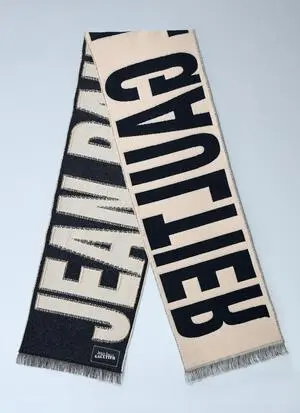 JEAN PAUL GAULTIER Logo Motif Wool Scarf - Black