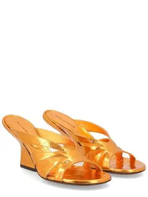 Dries Van Noten Metallic Leather Sandals - Orange