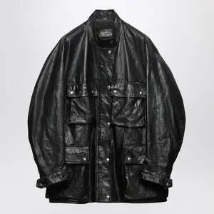 Prada Peacoat In Antiqued Leather