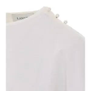 LANVIN Cape-effect T-shirt In Cotton And Silk - White