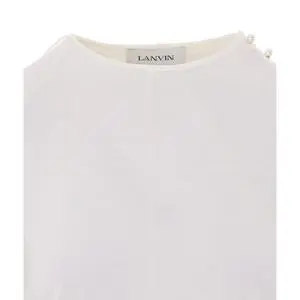 LANVIN Cape-effect T-shirt In Cotton And Silk - White