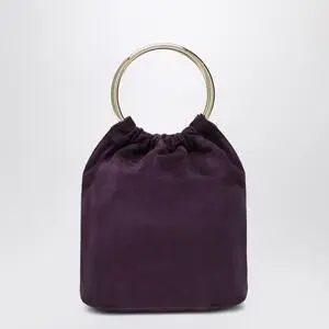 Prada Mini Bucket Bag In Plum Suede - Purple