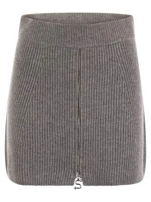 Sportmax Refolo Wool And Cashmere Skirt - Gray