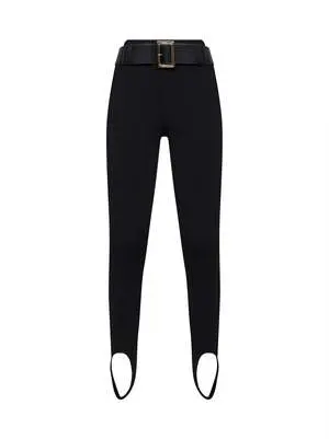 SELF-PORTRAIT Black Compact Knit Stirrup Leggings - Multicolor