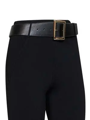 SELF-PORTRAIT Black Compact Knit Stirrup Leggings