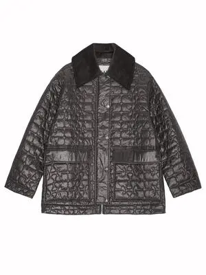 GANNI Quilted Midi Jacket - Gray