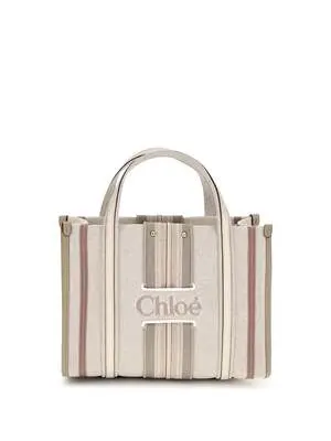 Chloé Woody Loop Canvas Tote Bag - Cream