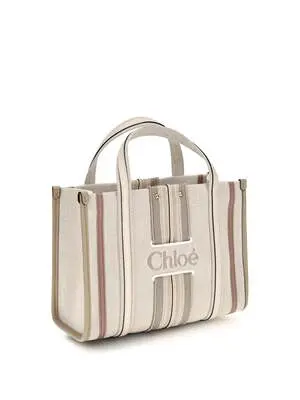 Chloé Woody Loop Canvas Tote Bag - Cream