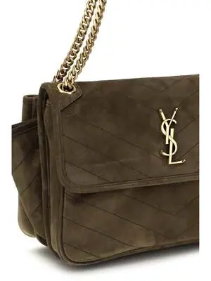 Saint Laurent Niki Tripouch Suede Shoulder Bag