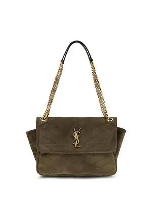 Saint Laurent Niki Tripouch Suede Shoulder Bag - Green