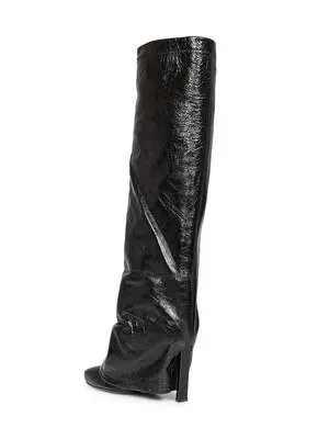 Attico Black Crackled Leather Leon High Boots - Multicolor