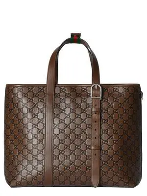 Gucci Gg Emblem Tote Bag - Brown